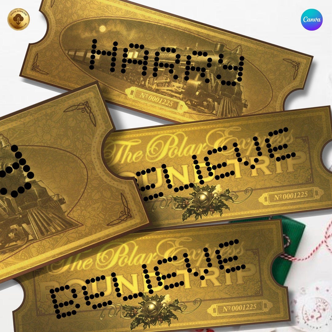 Personalized Polar Express Ticket Printable: Editable Canva Template ...