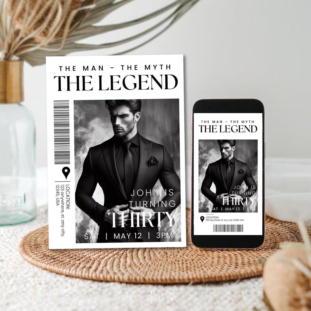 The Man the Myth the Legend Party Invitation for Him | Instant Download ...