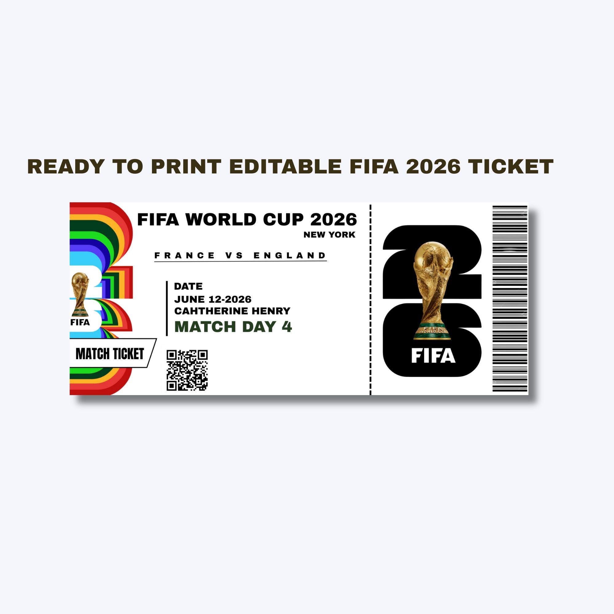 Customized World Cup 2026 Ticket | Matchday Ticket | Editable Birthday ...
