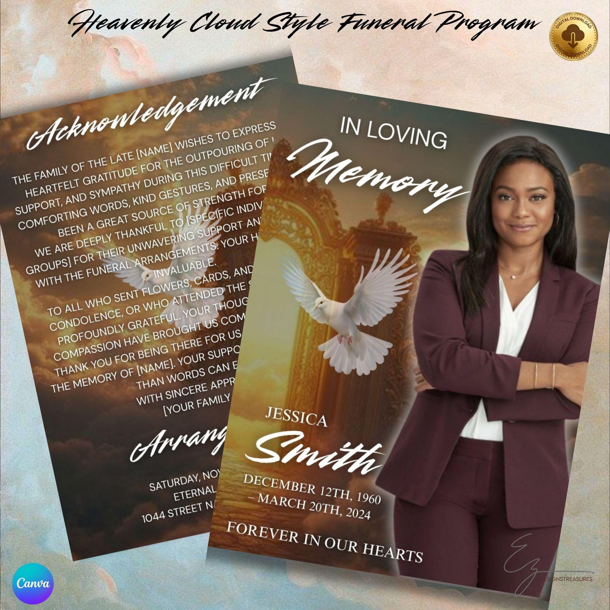 Heavenly Cloud Funeral Program: 8-page Memorial Booklet (digital ...