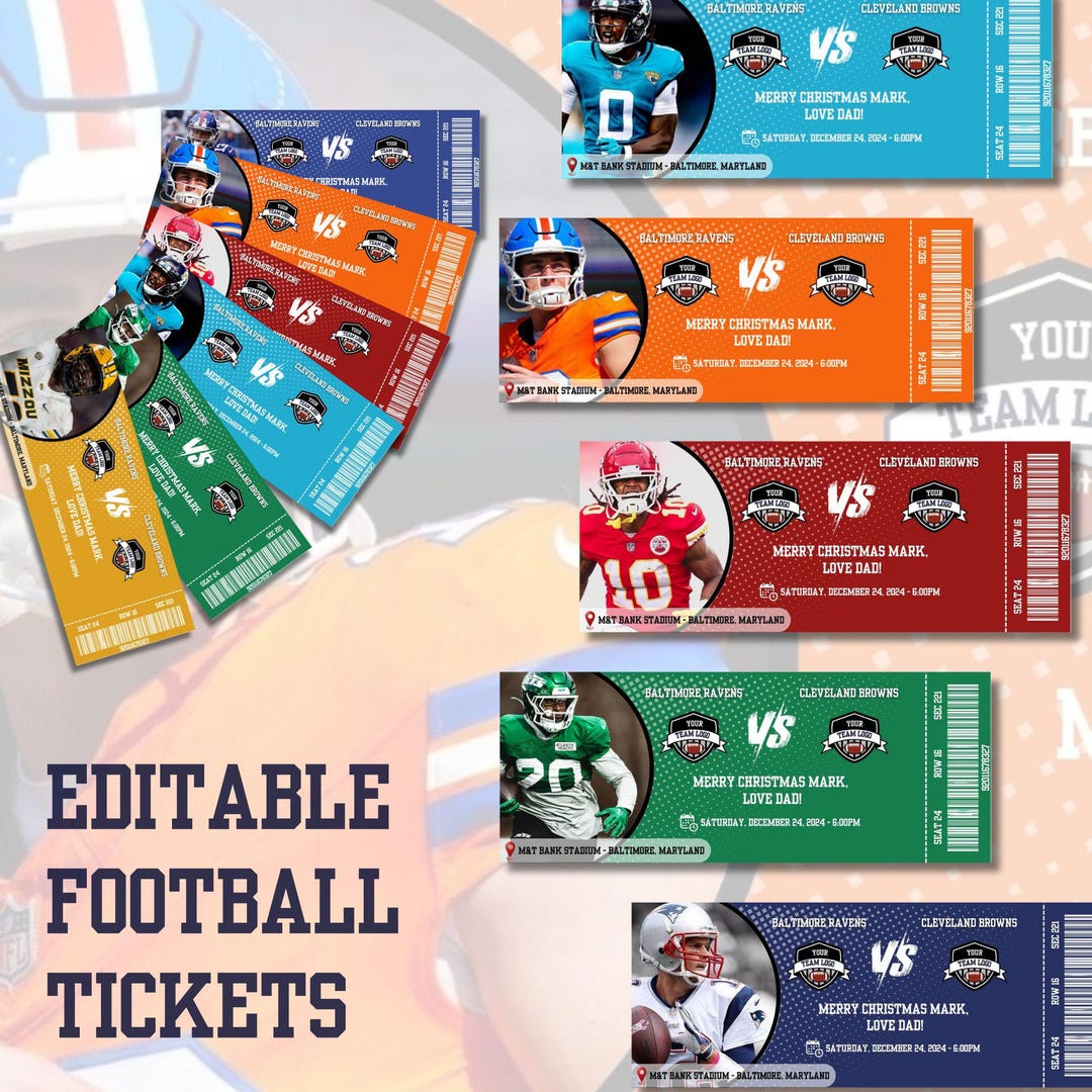Editable Football Ticket: Surprise Gift, Custom Game Stub (digital ...