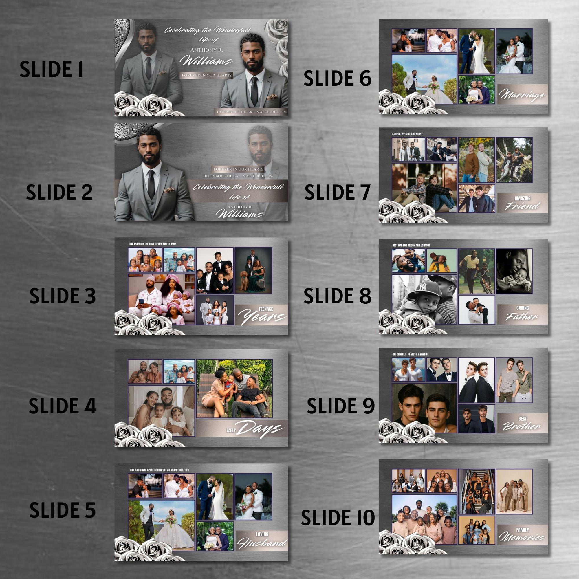 Elegant Silver Gray Funeral Slideshow Template: Memorial Photo Tribute ...