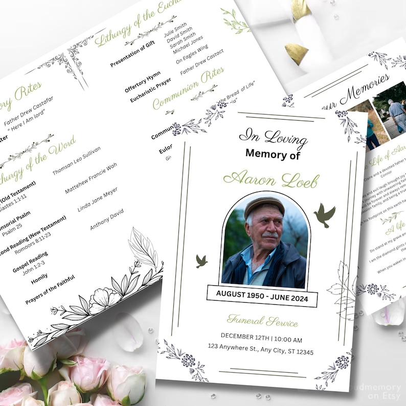 Catholic Funeral Program Template: Obituary, Celebration of Life ...