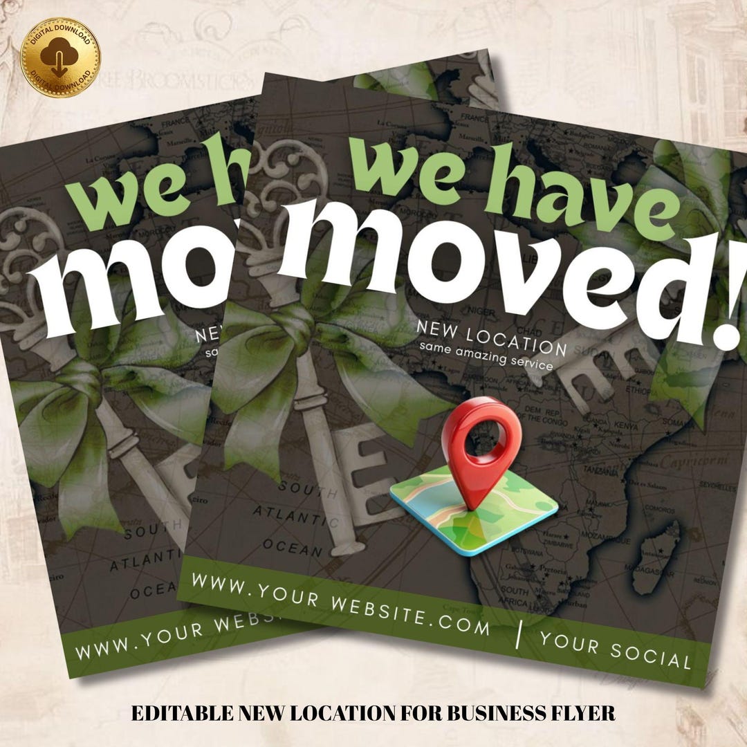 We Have Moved Flyer: New Location Announcement, Editable Canva Template ...