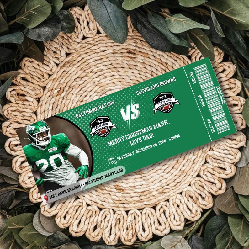 Editable Football Ticket: Surprise Gift, Custom Game Stub (digital ...