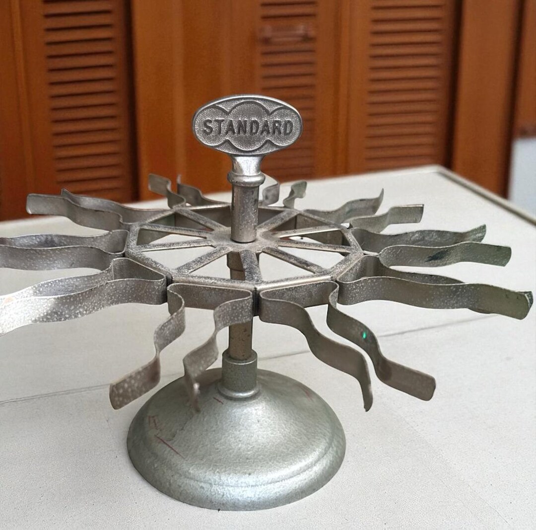 Vintage STANDARD 6 Rubber Stamp Holder Spinning Rotating Metal Carousel ...