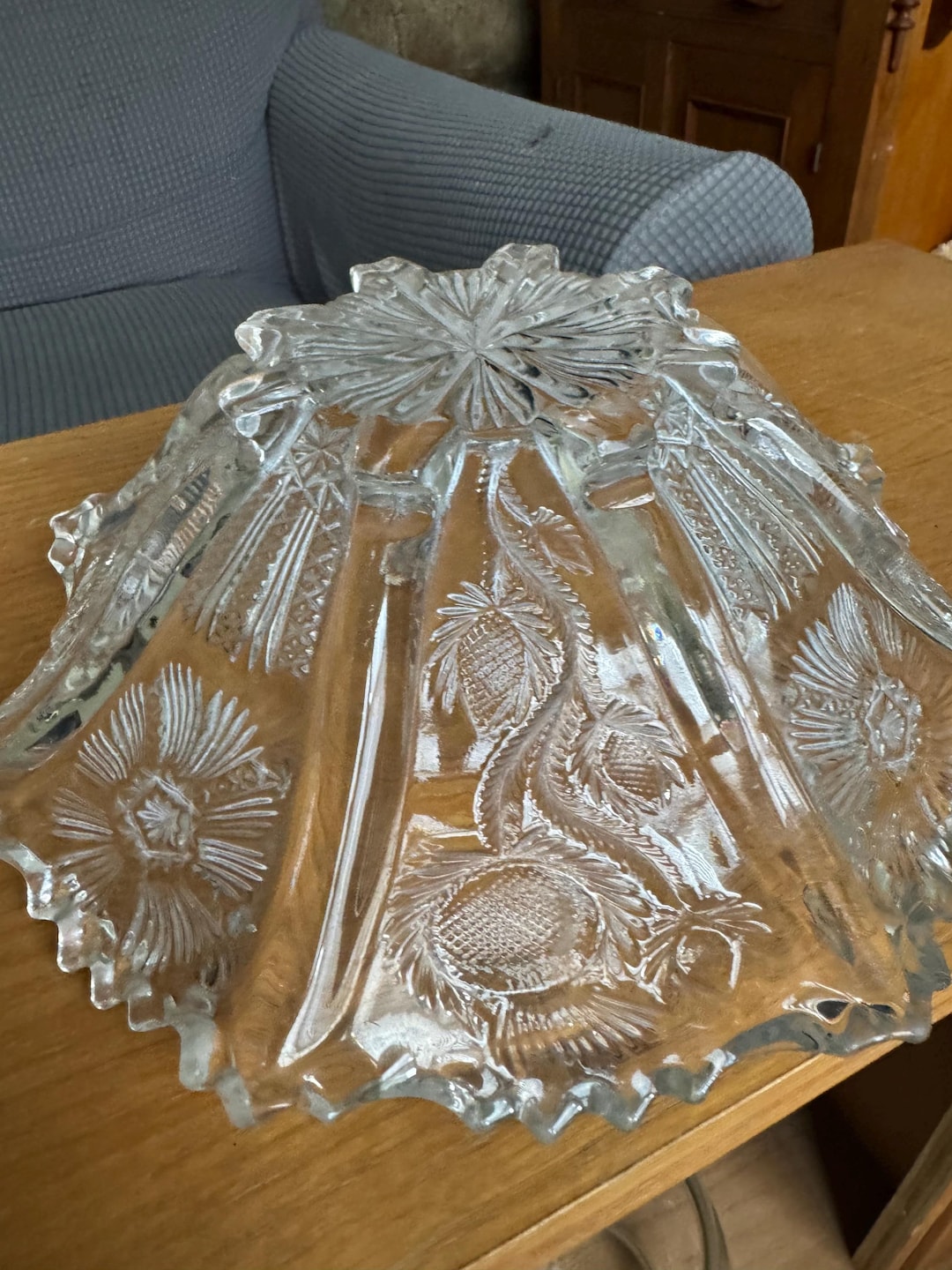 HIGBEE GLASS CO Paneled Thistle Decorative Bowl 10” Across - Etsy