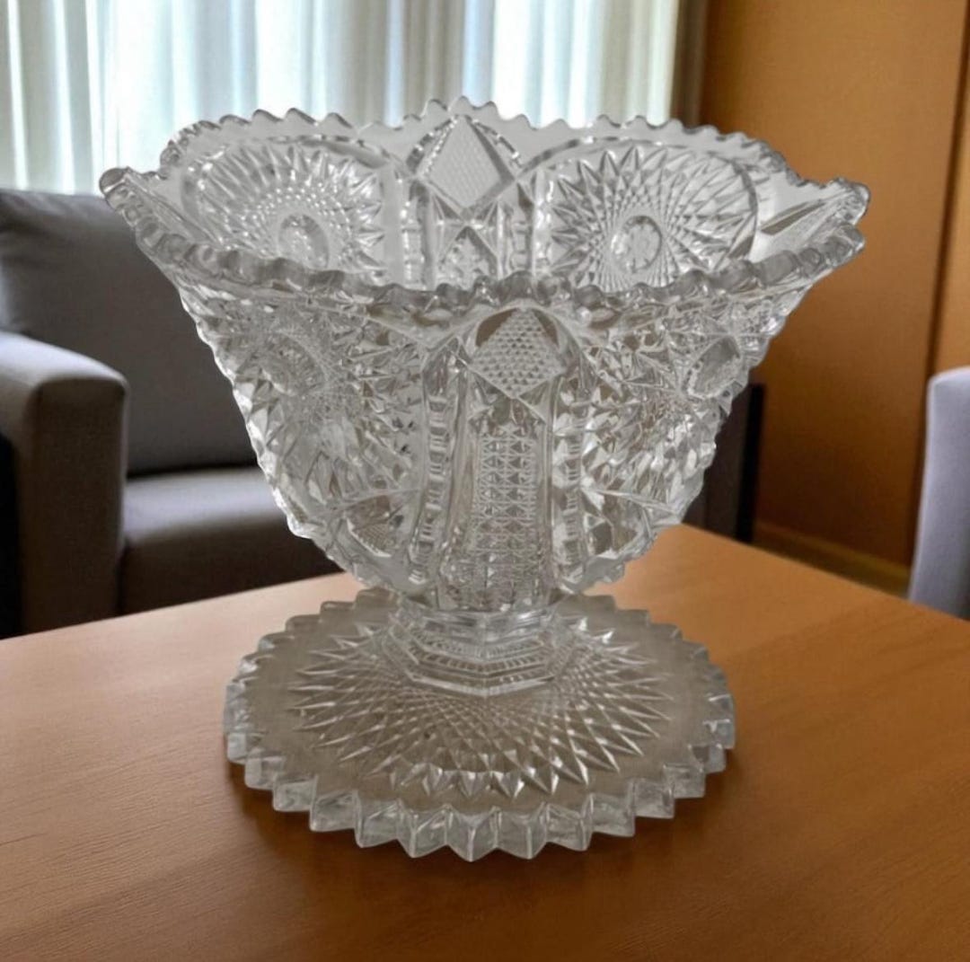 Antique Imperial Glass Nucut Footed Compote: Sawtooth Crystal Dish - Etsy
