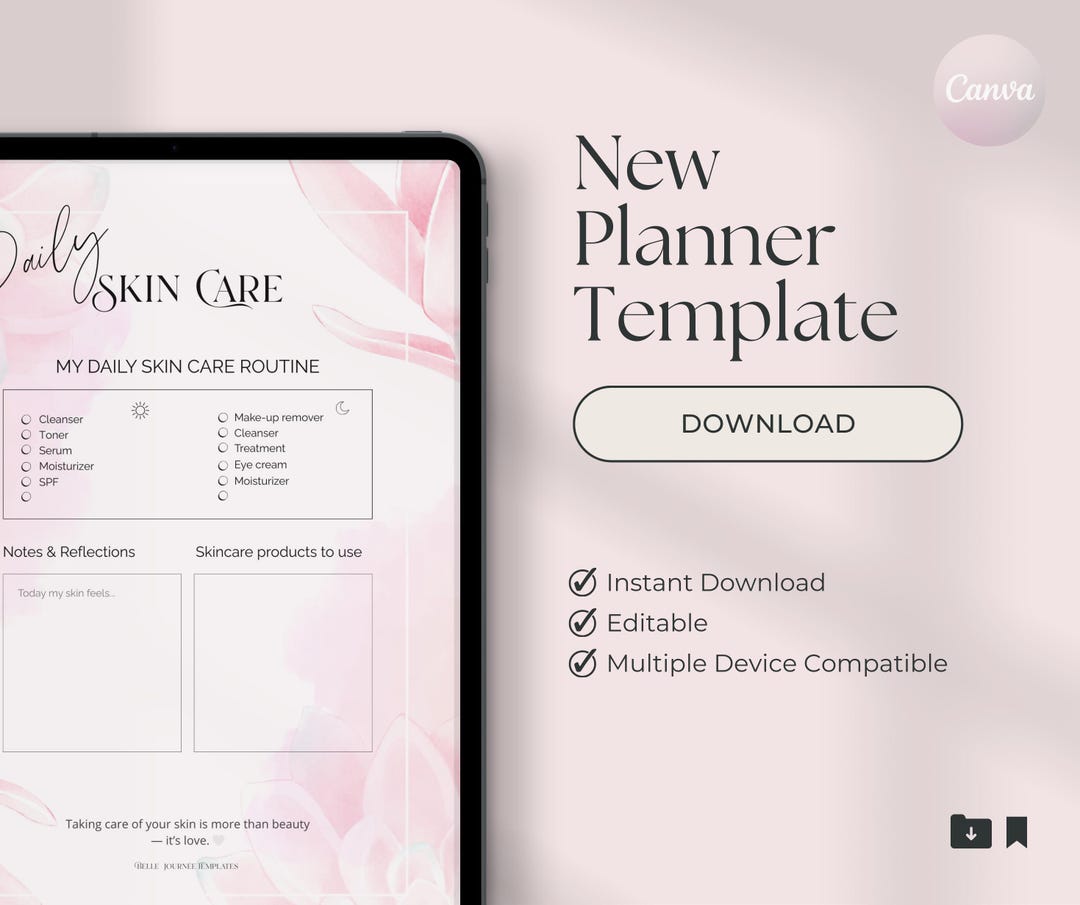Skincare Planner, Beauty Routine Planner, Printable Skin Care Planner ...