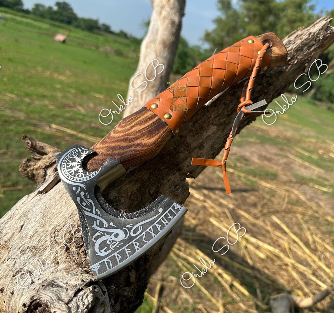 Norse Handmade Viking Axe Set | Custom Engraved Hatchet | Norse Style ...