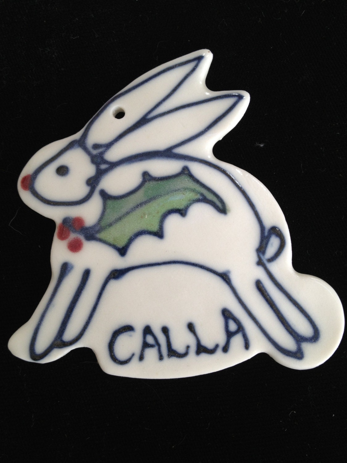 Personalized Bunny Rabbit Ornament Porcelain Pottery | Etsy