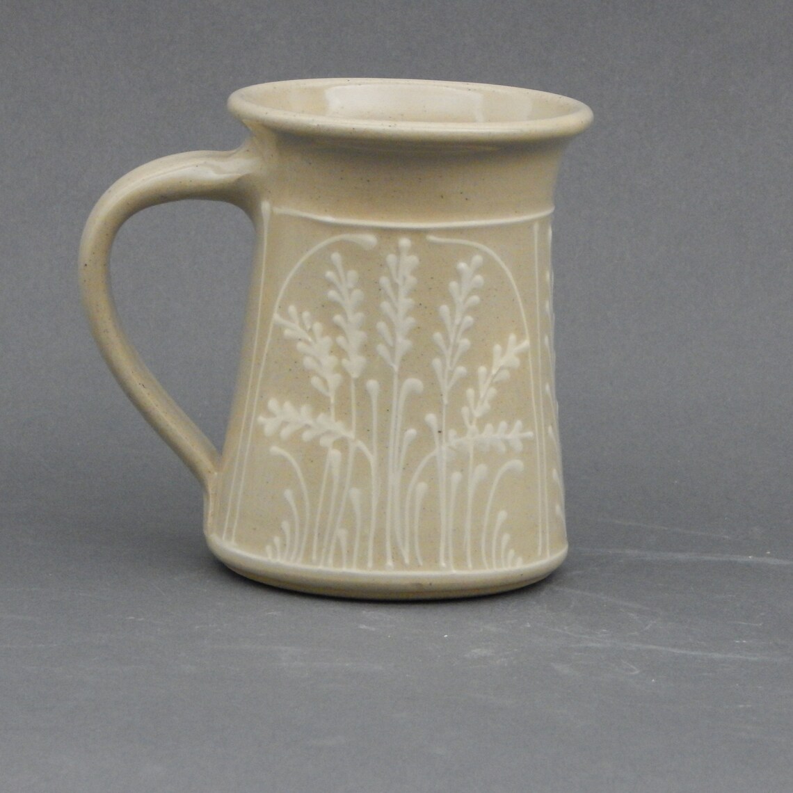 Coffee or Tea Mug White Wheat Design on Stoneware - Stoneware Pottery ...