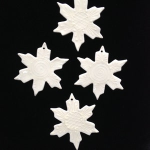Ornament White on White Snowflake Porcelain Pottery - Etsy