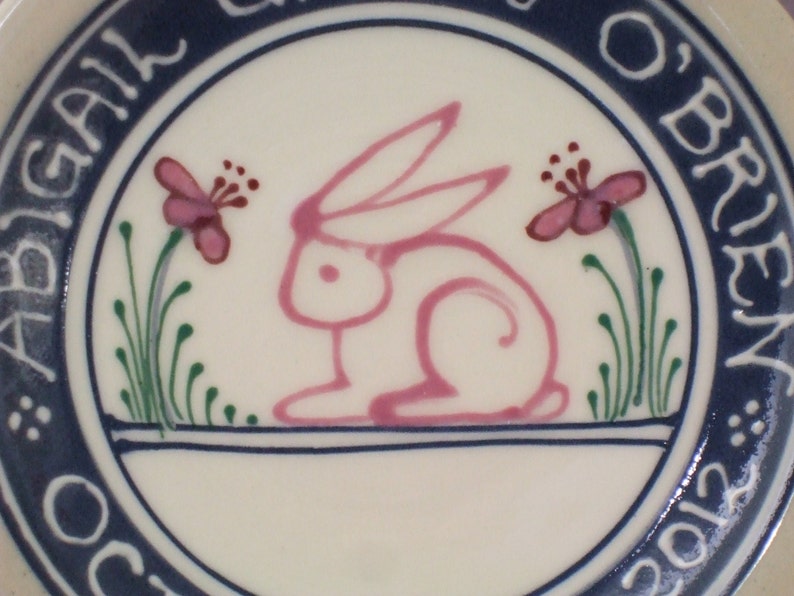 Personalized Child Birth Plate Baby Gift New Baby Blue Bunny - Etsy