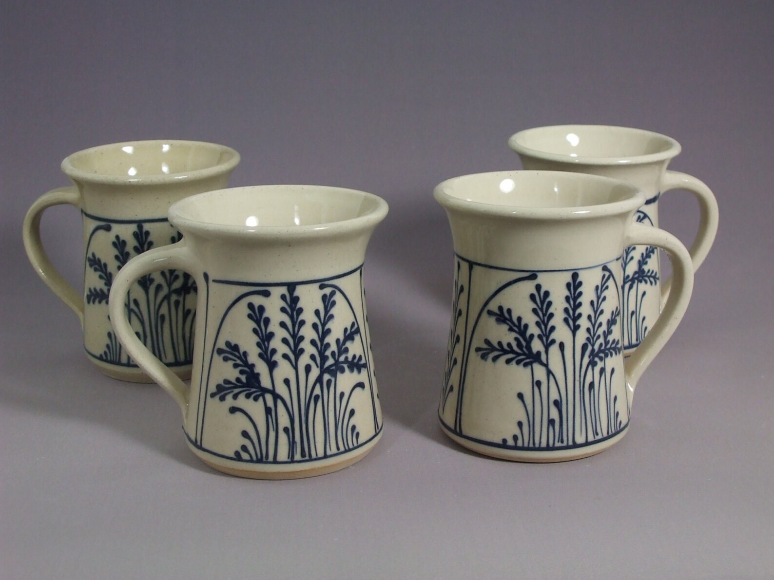 Coffee or Tea Mug Blue Wheat Design on Stoneware Stoneware Pottery - Etsy