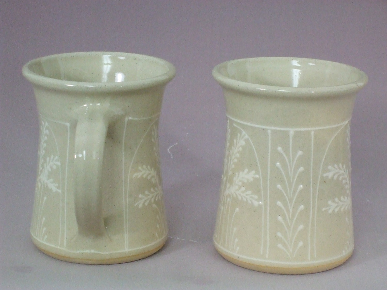 Coffee or Tea Mug White Wheat Design on Stoneware - Stoneware Pottery ...