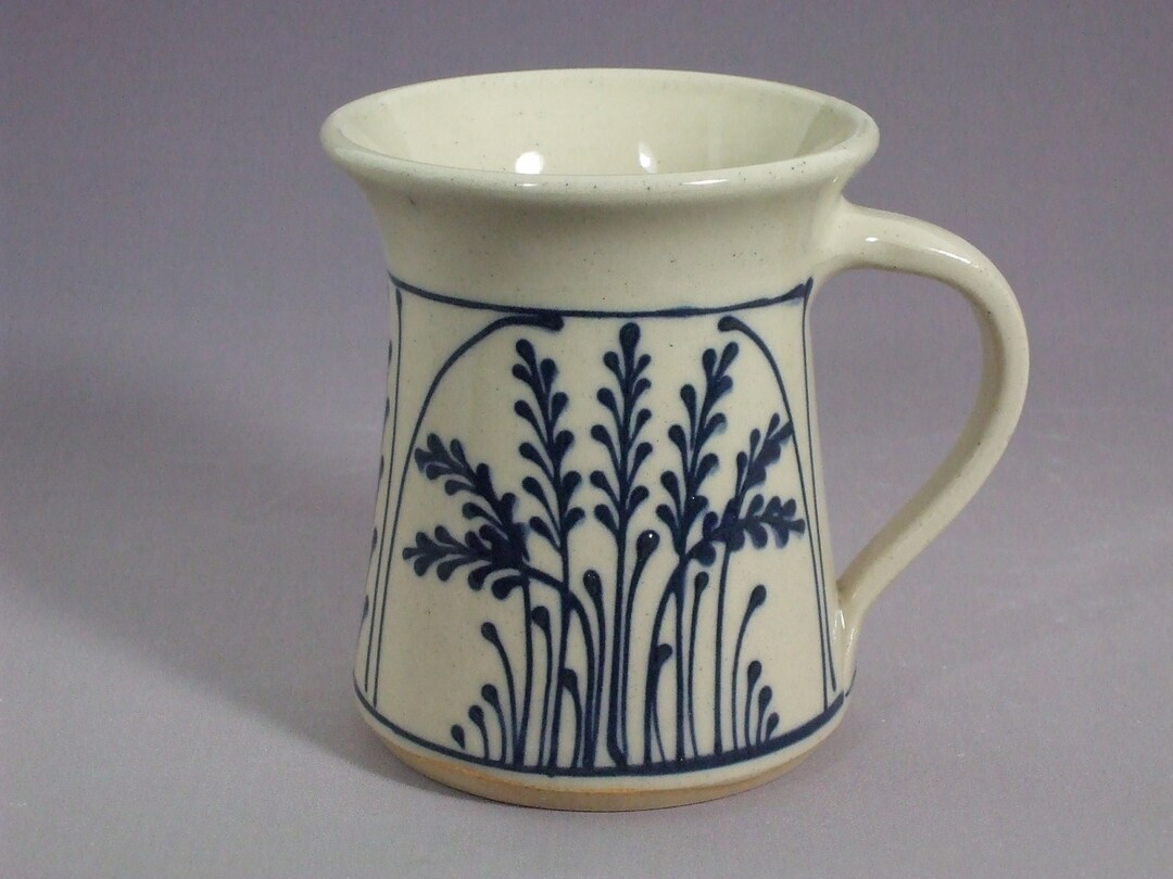 Coffee or Tea Mug Blue Wheat Design on Stoneware Stoneware Pottery - Etsy
