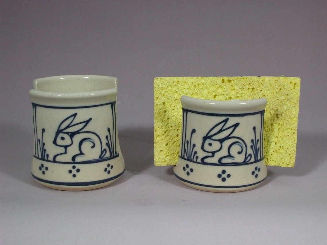 Sponge Holder Blue Bunny Rabbit Stoneware Stoneware Pottery - Etsy