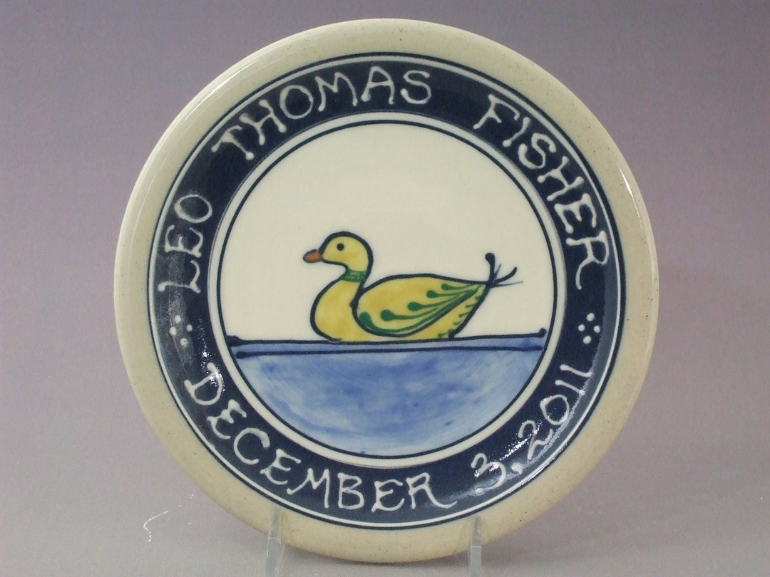 Personalized Child Birth Plate Baby Gift New Baby Yellow Duck Deluxe ...
