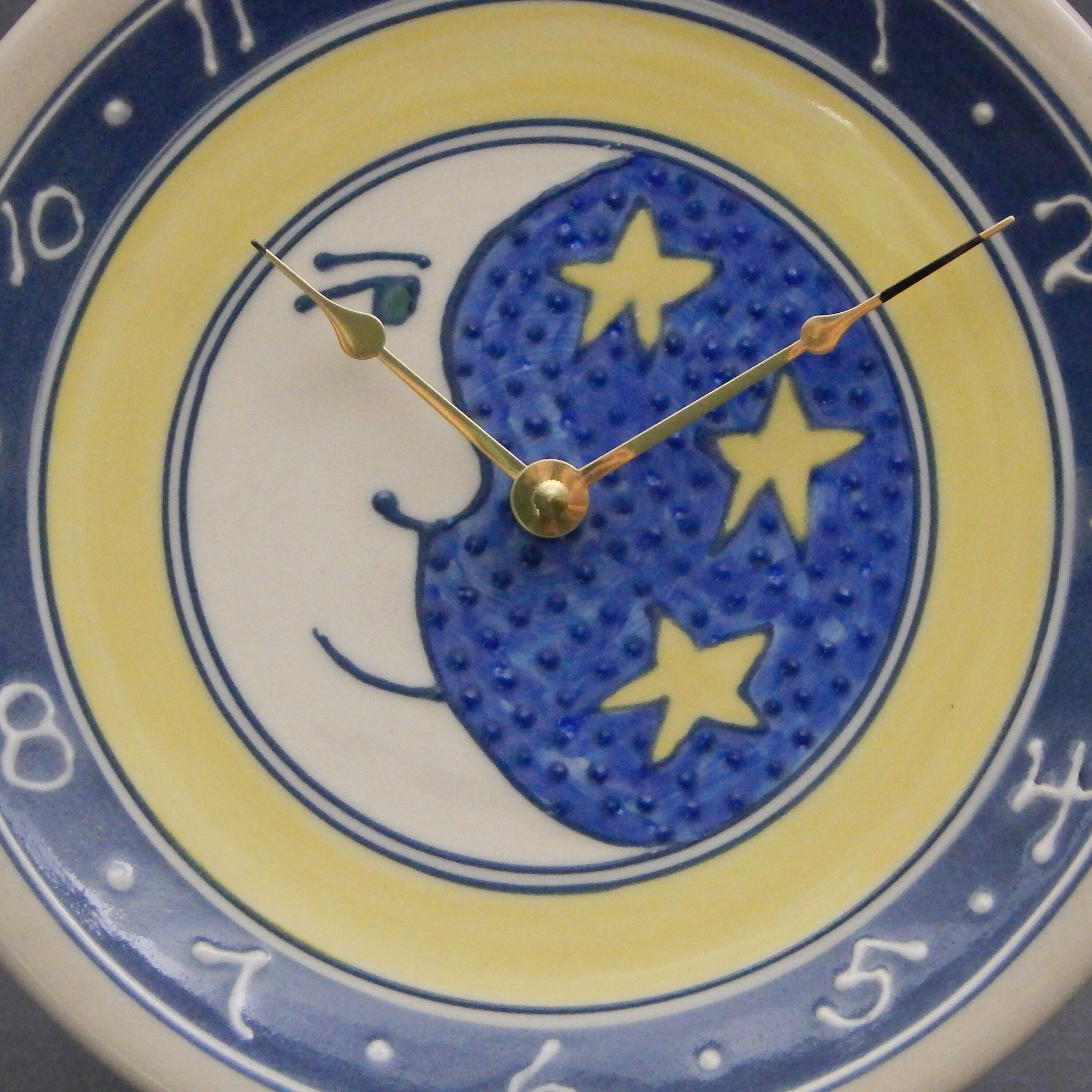 9 Large Stoneware Clock Moon and Stars Celestial Clock | Etsy