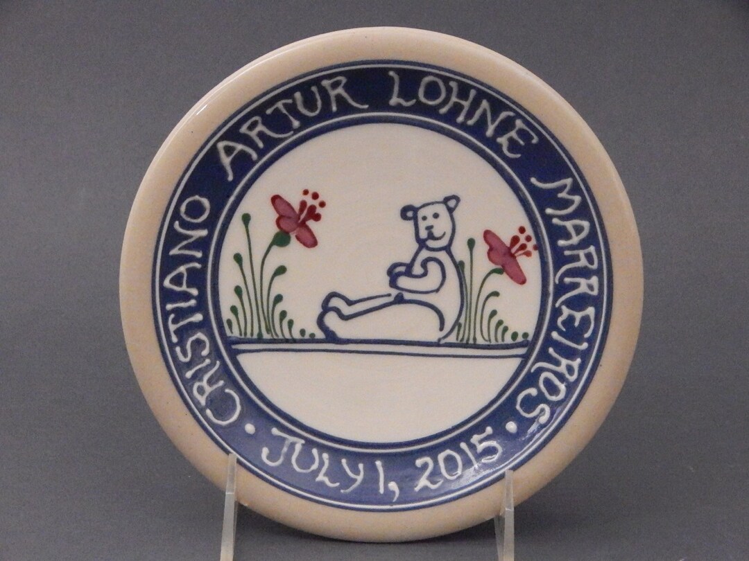 Personalized Child Birth Plate Baby Gift New Baby Teddy Bear Deluxe ...