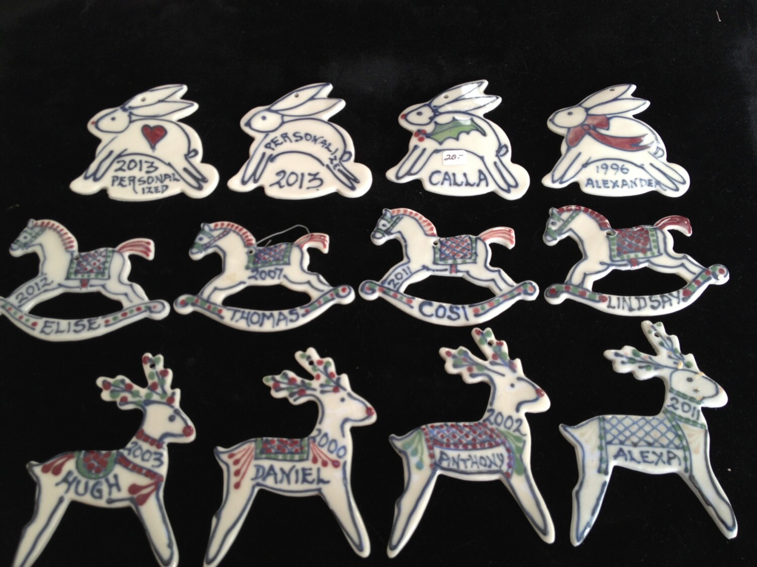 Personalized Bunny Rabbit Ornament Porcelain Pottery | Etsy