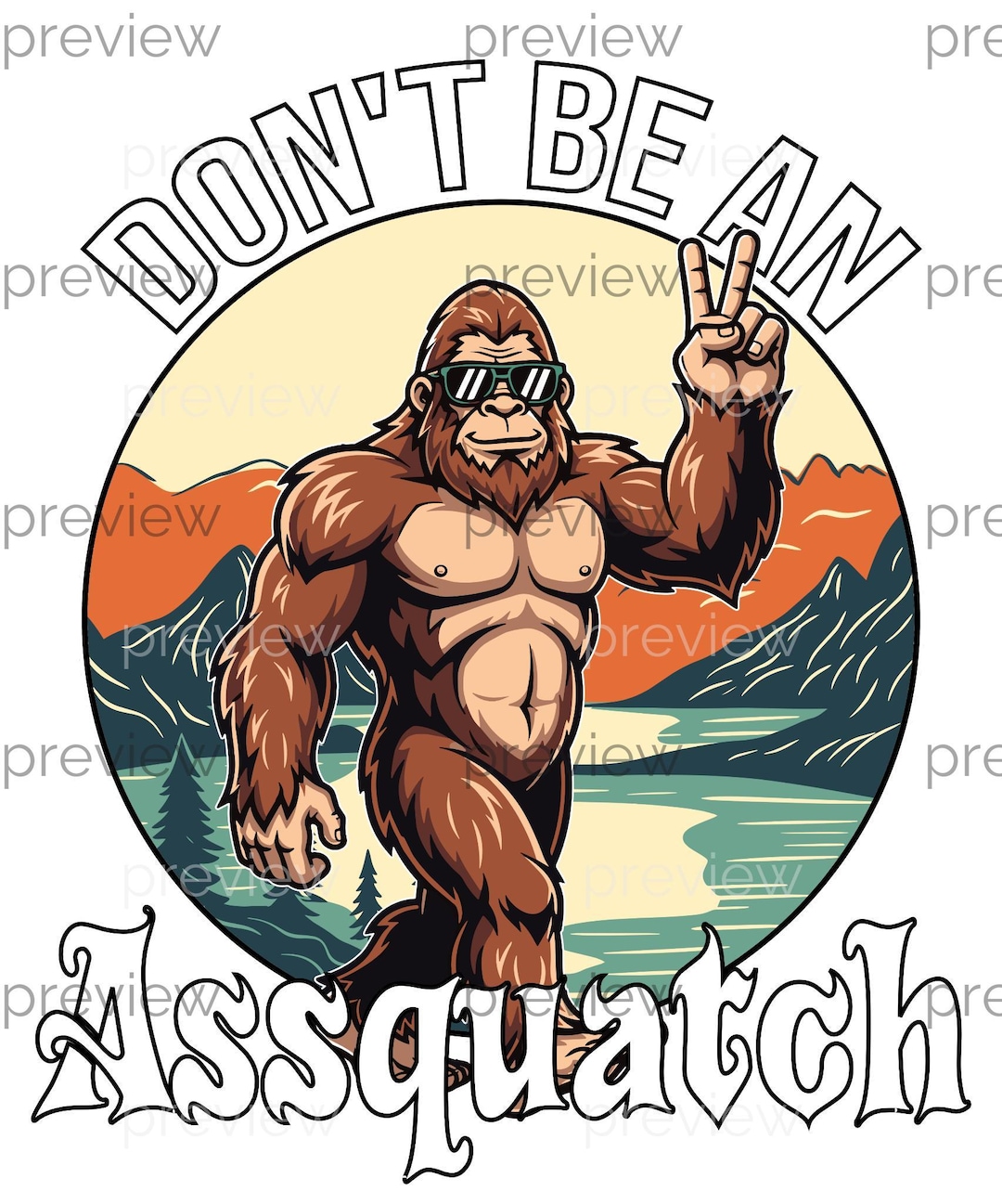 Don't Be an Assquatch Png, Hiking Shirt Design Retro Sublimation Png ...