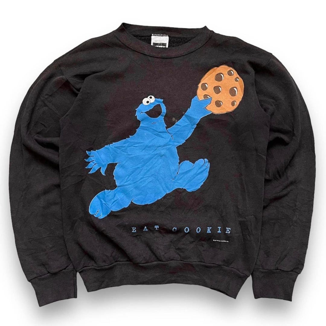 Vintage 90s Sesame Street Cookie Monster Sweatshirt Classic Kids ...