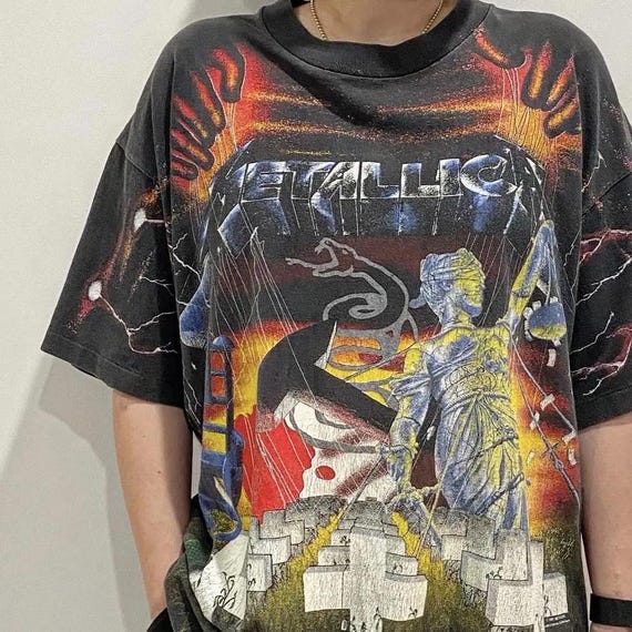 Vintage 1994 Metallica All Over Print – Rare Pushead … - Gem