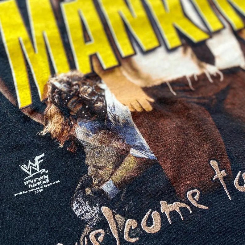 Vintage 1999 WWF Mankind Tee – Classic Wrestling Graphic (DDP / No ...