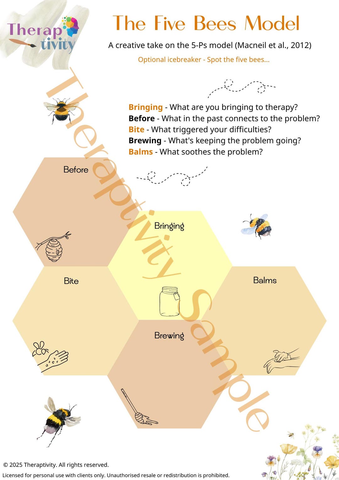 The Five Bees Therapy Model – Creative Therapy Tool by NHS Clinical ...