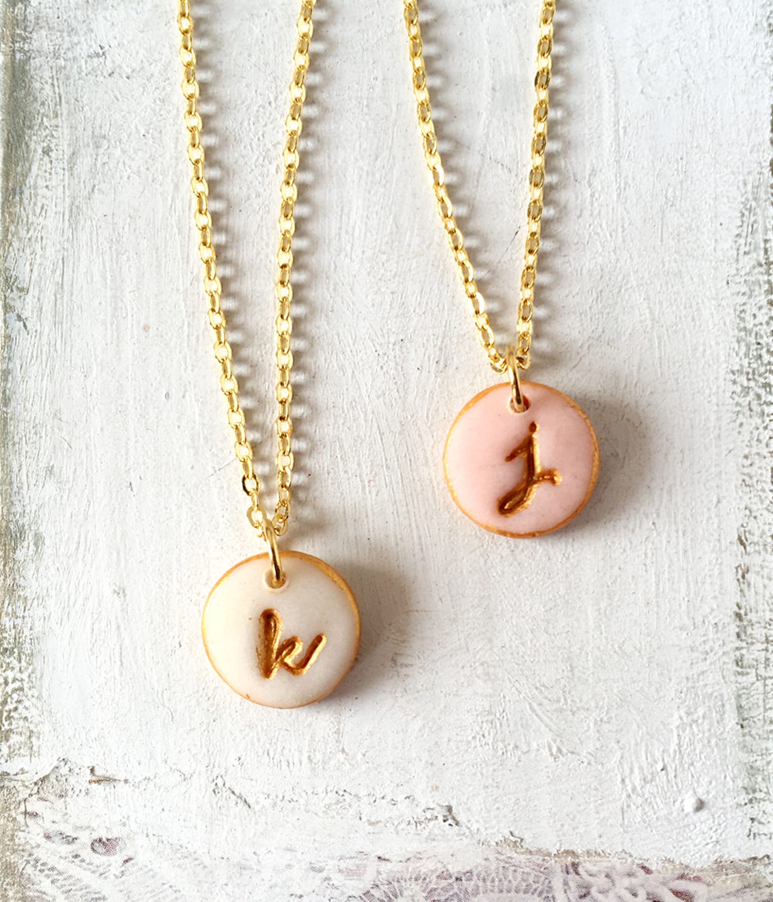 Cursive Necklace, Cursive Name Necklace, Powder Pink and Gold, Sisters ...