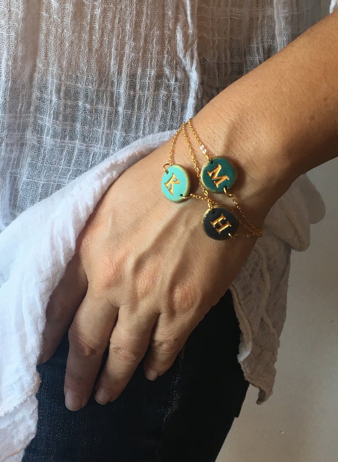 Letter Bracelet, Handmade Stamped Letter, Custom Letter Bracelet ...