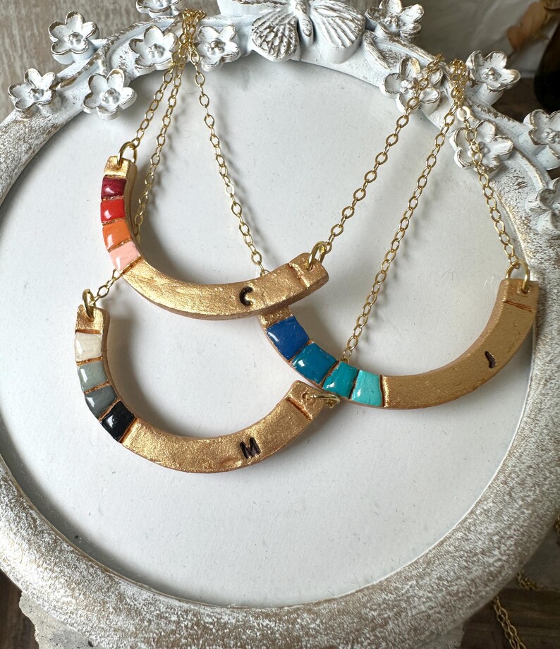 Gold Bar Necklace, Colorful Jewelry - Etsy