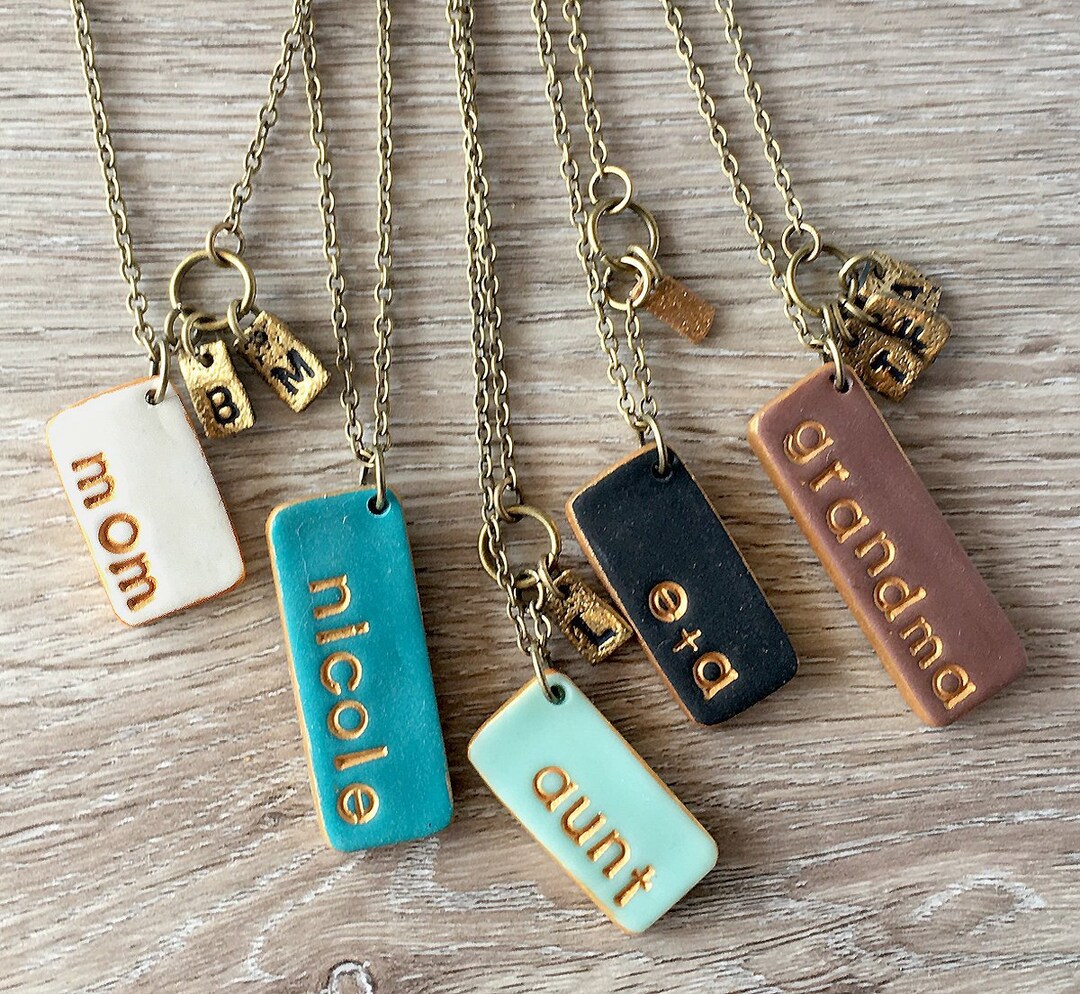 Personalized Name Necklace: Handmade Cold Porcelain Stamped Letter ...