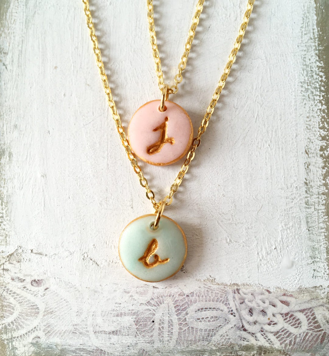 Cursive Necklace, Cursive Name Necklace, Powder Pink and Gold, Sisters ...