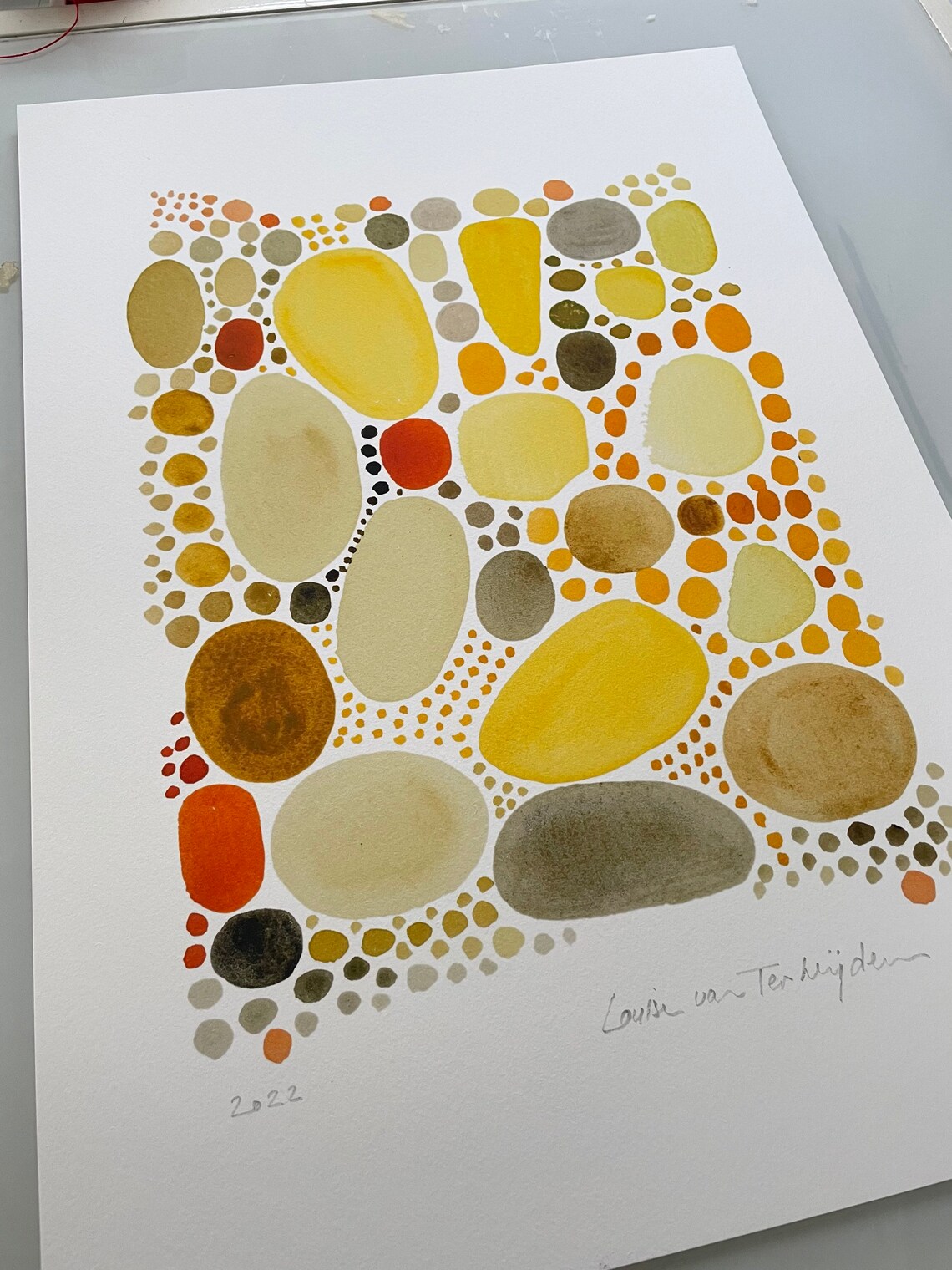 Yellow Pebbles Fine Art Print Giclee Watercolor Painting - Etsy