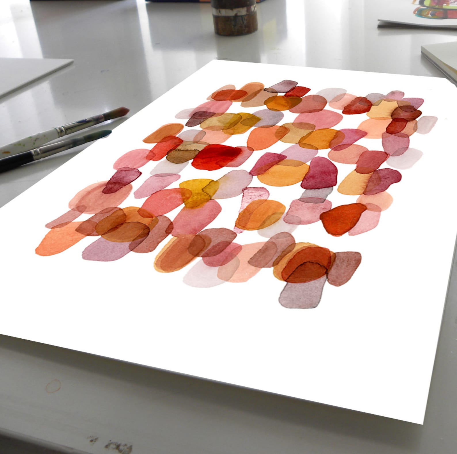 Burnt Orange Abstract Watercolor Painting Watercolor Art - Etsy