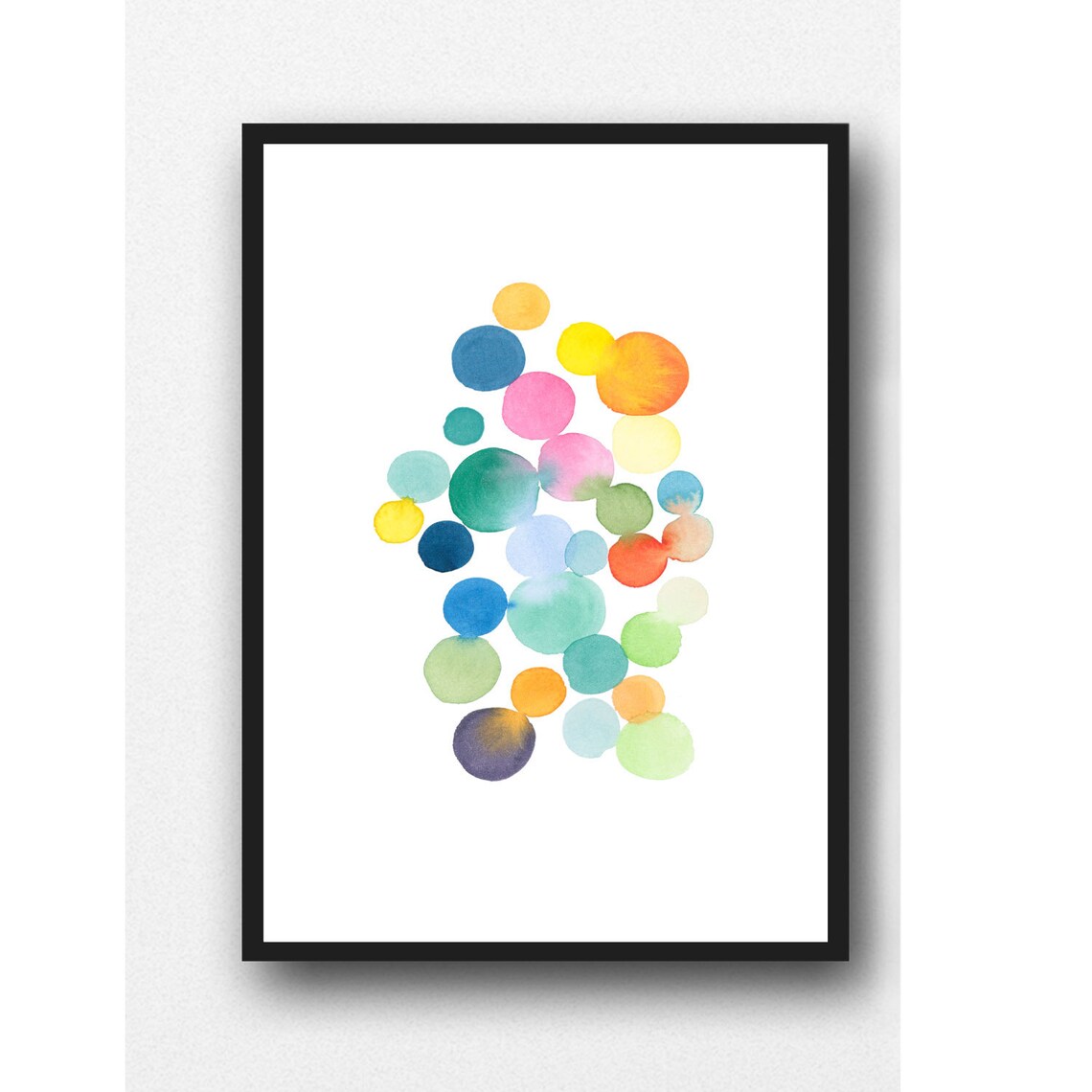 Art print Watercolor colored dots connected colorful wall | Etsy