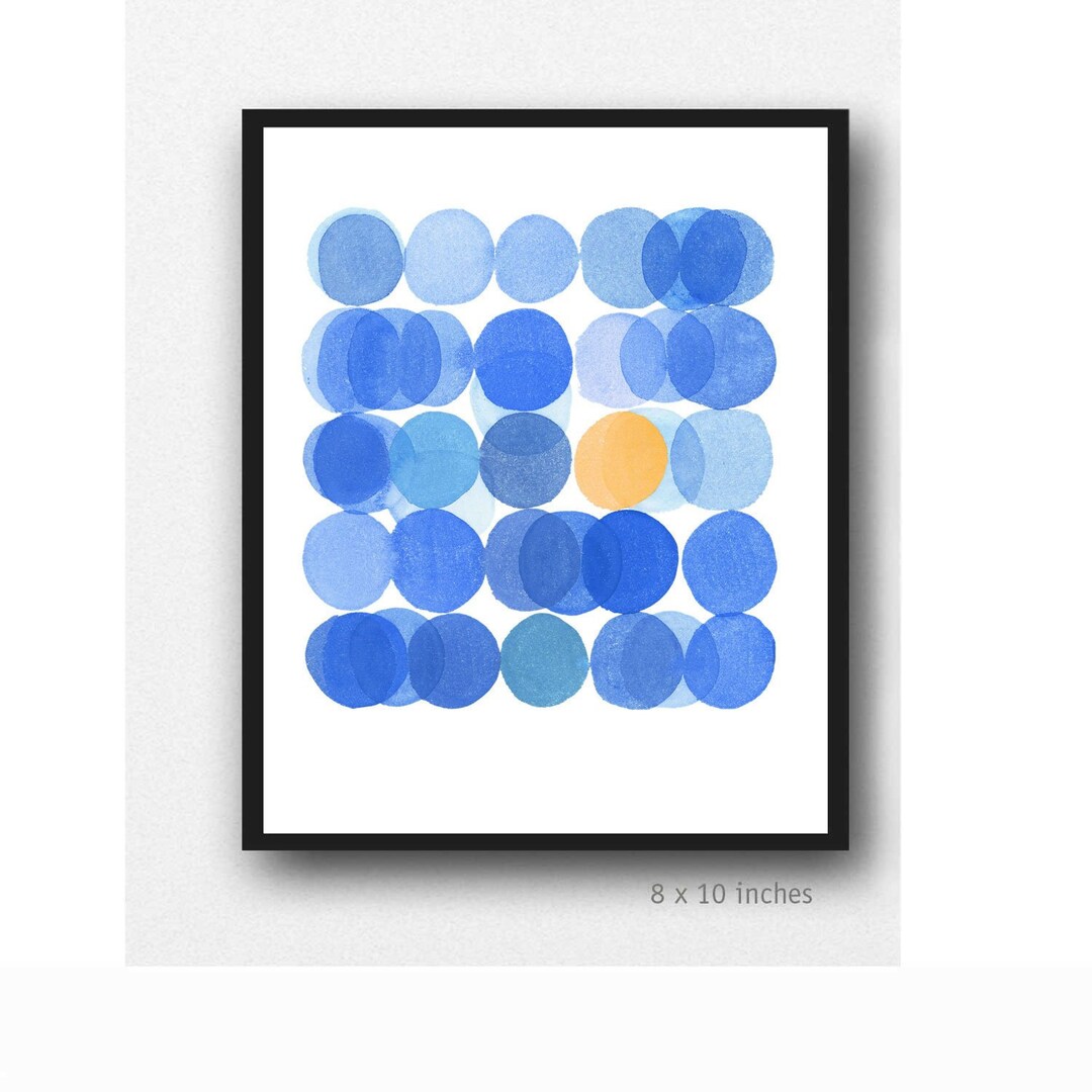 Blue Circles Art, Watercolor Print, Kiitchen Decor, Modern Minimalist Wall Art - Etsy