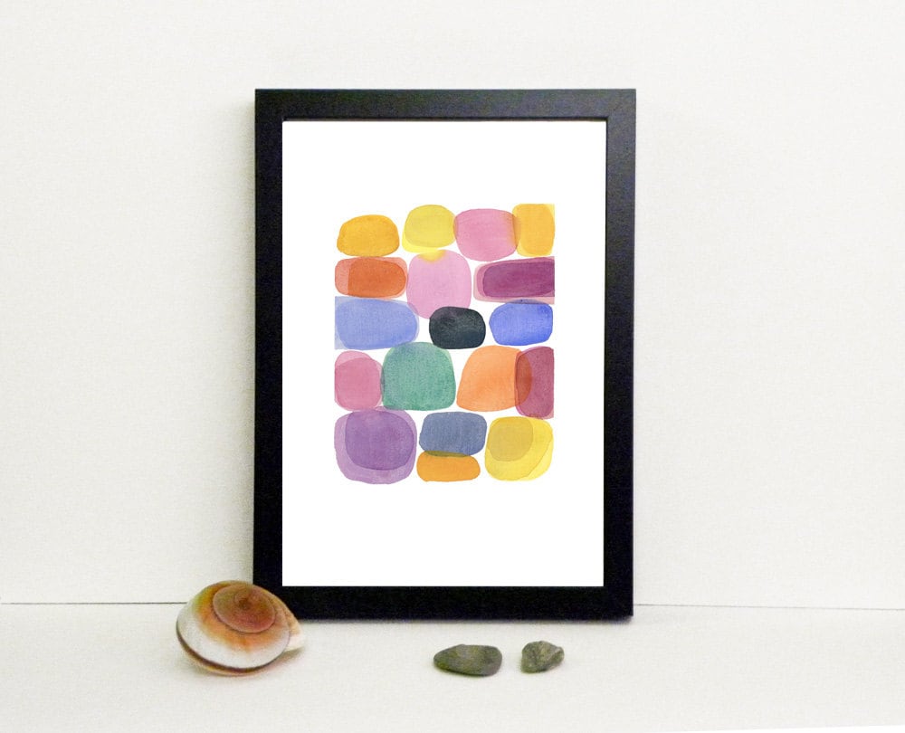 Colorful Watercolor Painting Color blocks Abstract | Etsy