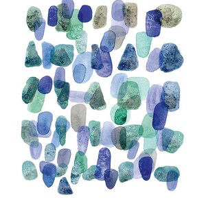 Wall Art Set of 3 Prints, Watercolor Paintings Set Blue Green ...