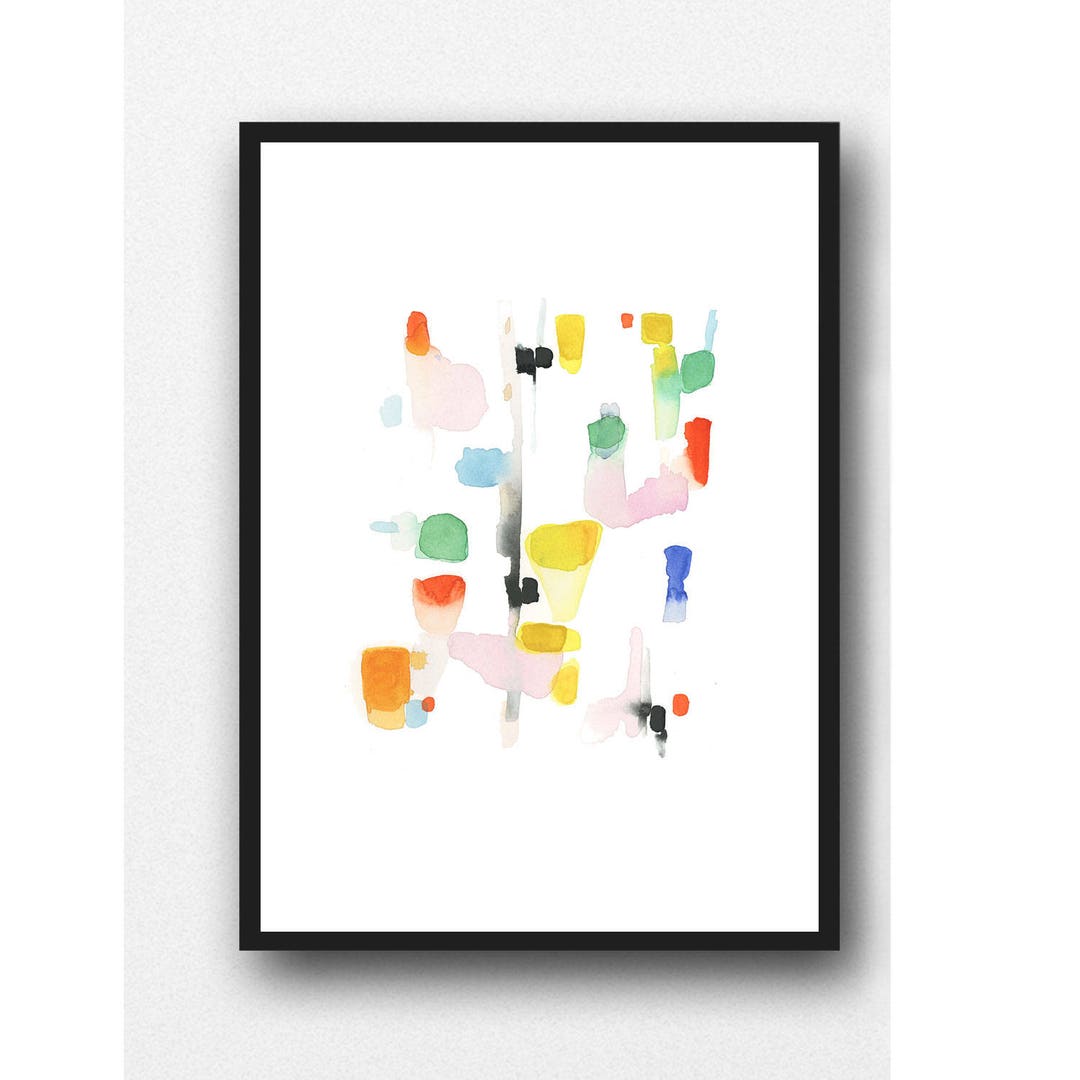 Bright Colorful Art, Abstract Watercolor Print, Contemporary Wall Art ...