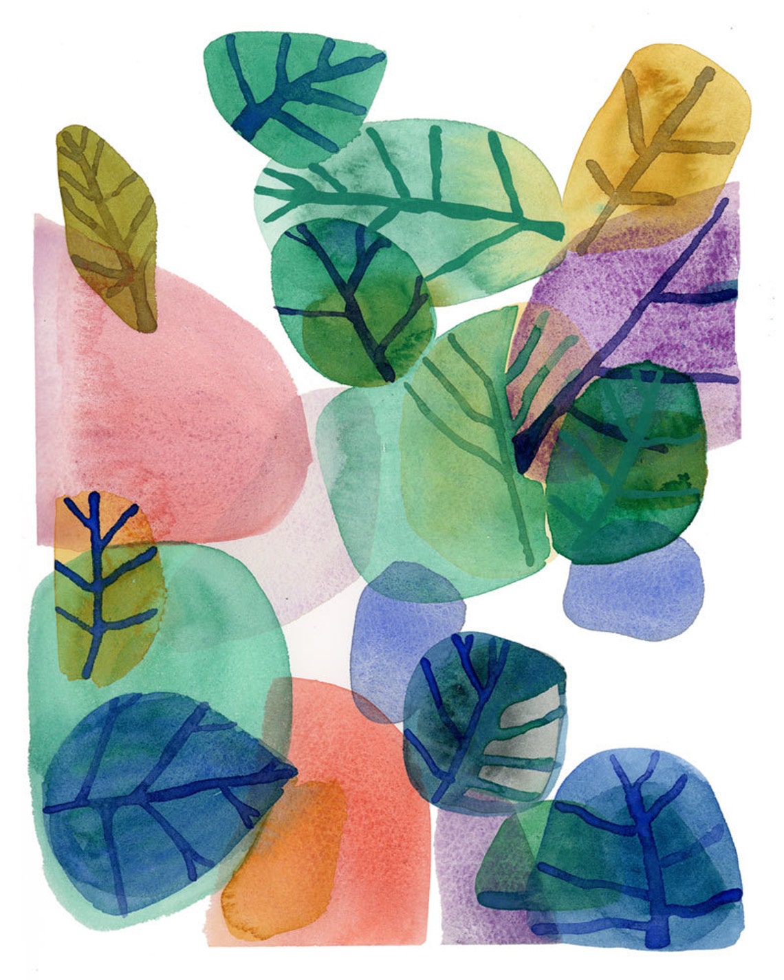 Abstract Watercolor Painting Nature Green Watercolor Print - Etsy