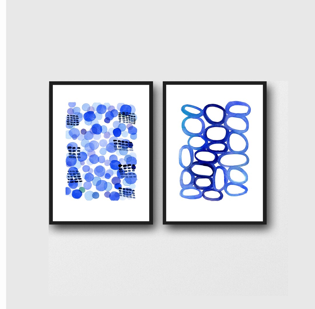 Blue Watercolor Prints, Blue Wall Art, Abstract Watercolor Art - Etsy