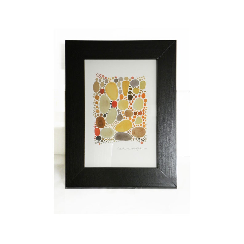 Yellow Pebbles Fine Art Print Giclee Watercolor Painting | Etsy