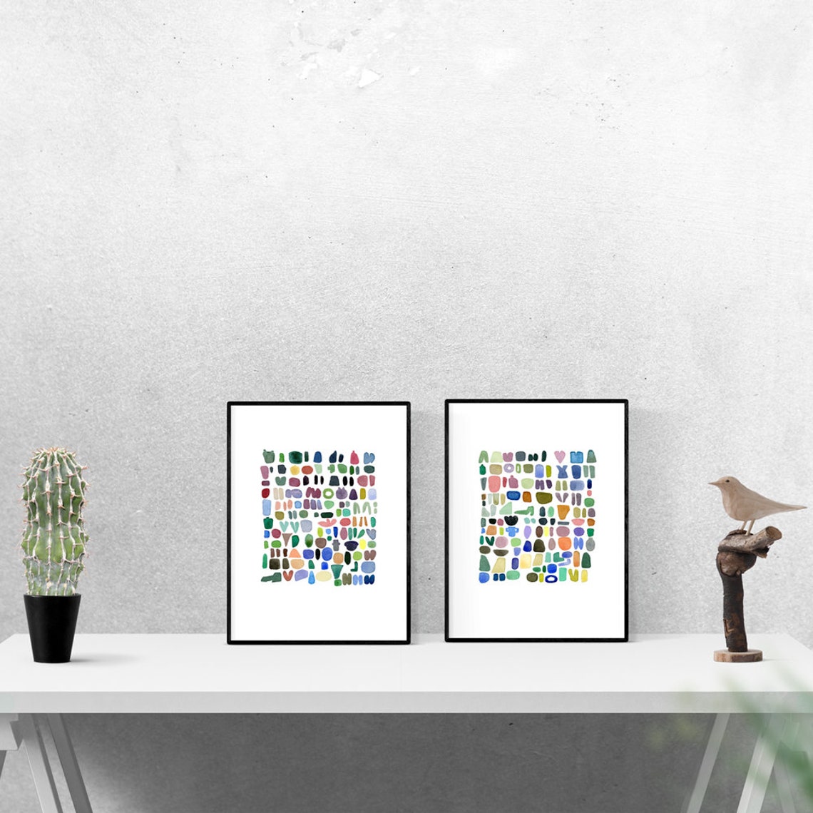 Wall Art Set of 2 Abstract Prints Colorful Modern Art | Etsy