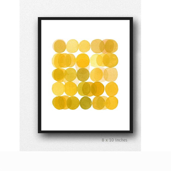 Yellow Artprint Circles Watercolor Print Kitchen Decor - Etsy
