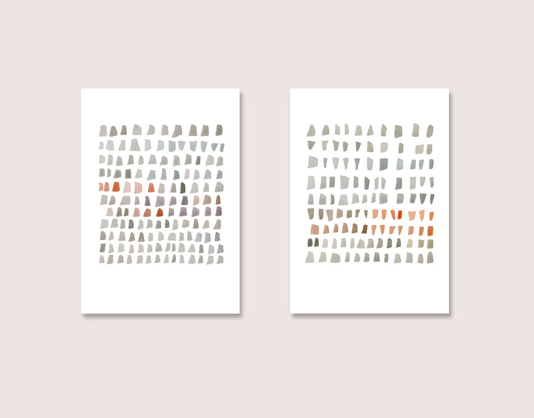 Abstract Art Print Set of 2, Minimal Watercolor Paintings, Giclee ...