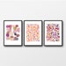 Watercolor Print Set of 3 Watercolor Paintings, Pink Abstract Art ...